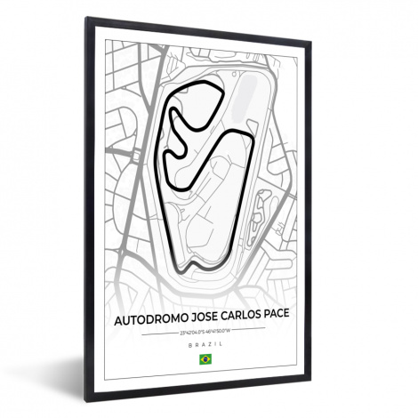 Poster met lijst - Racebaan - Brazilië - Circuit - Formule 1 ...