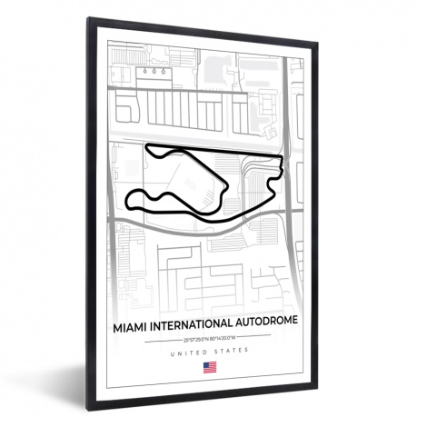 Poster met lijst - Racebaan - Verenigde Staten - Formule 1 - Miami ...