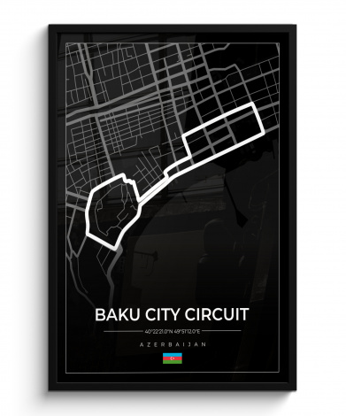 Poster met lijst - Racebaan - Circuit - F1 - Baku City Circuit ...