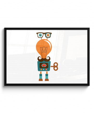 Poster avec Cadre Chambre enfant Robots | Hellodeco.fr