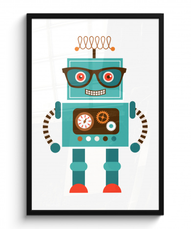 Poster avec Cadre Chambre enfant Robots | Hellodeco.fr