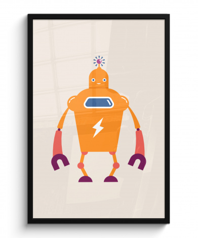 Poster avec Cadre Chambre enfant Robots | Hellodeco.fr