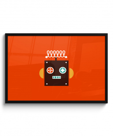 Poster avec Cadre Chambre enfant Robots | Hellodeco.fr