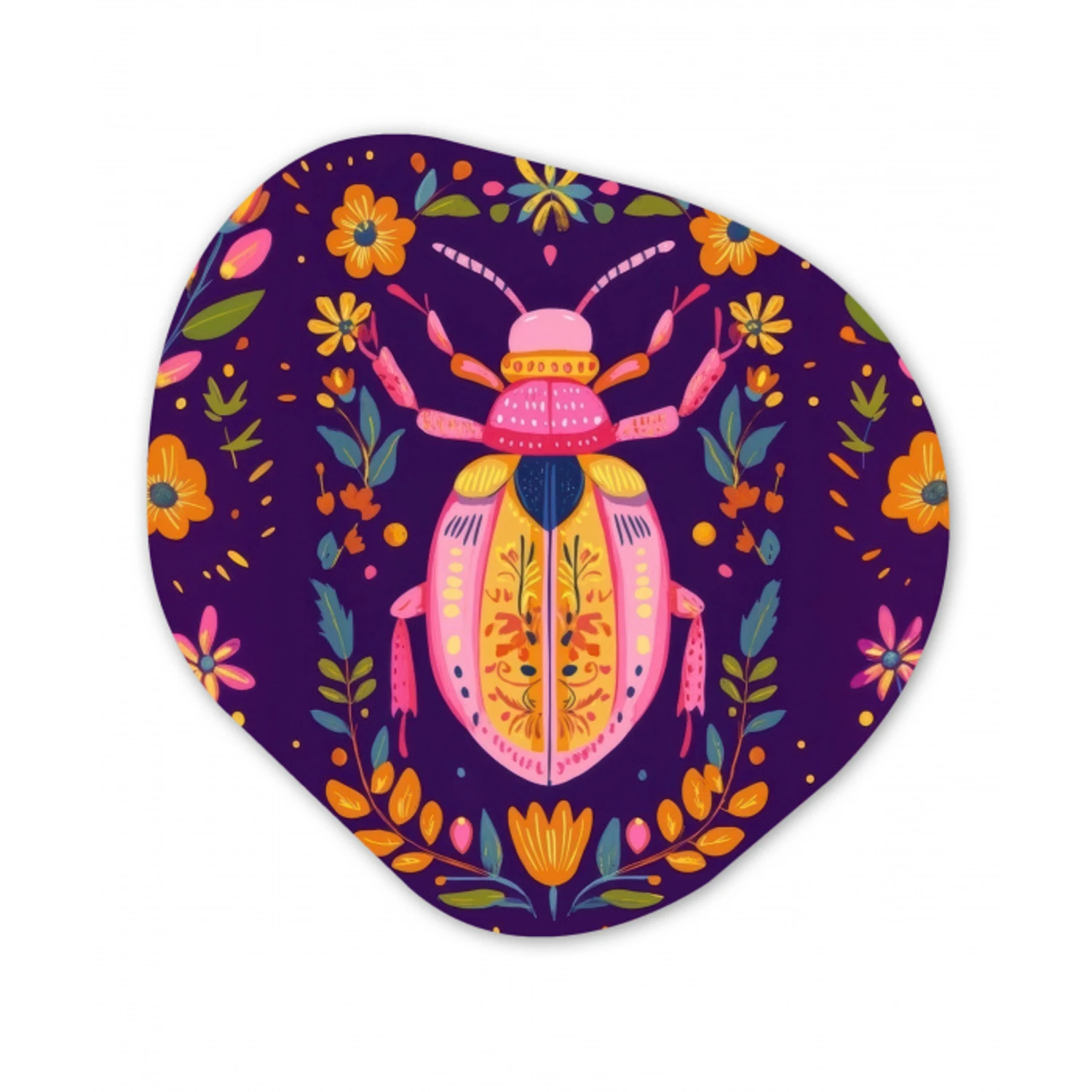 "Peinture organique - Coléoptère - Couleurs vives - Fleurs - Feuilles ...