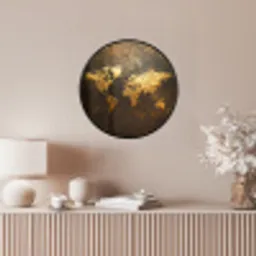 Ronde fotolijst - Wereldkaart - Goud - Roest