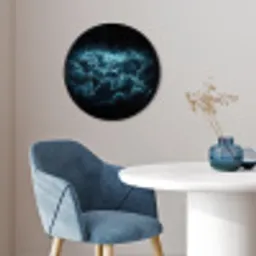 Ronde fotolijst - Wereldkaart - Bliksem - Blauw