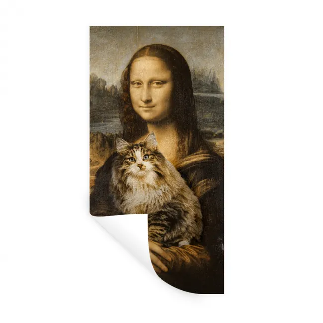 Muursticker – Mona Lisa - Kat - Leonardo da Vinci - Vintage - Kunstwerk ...