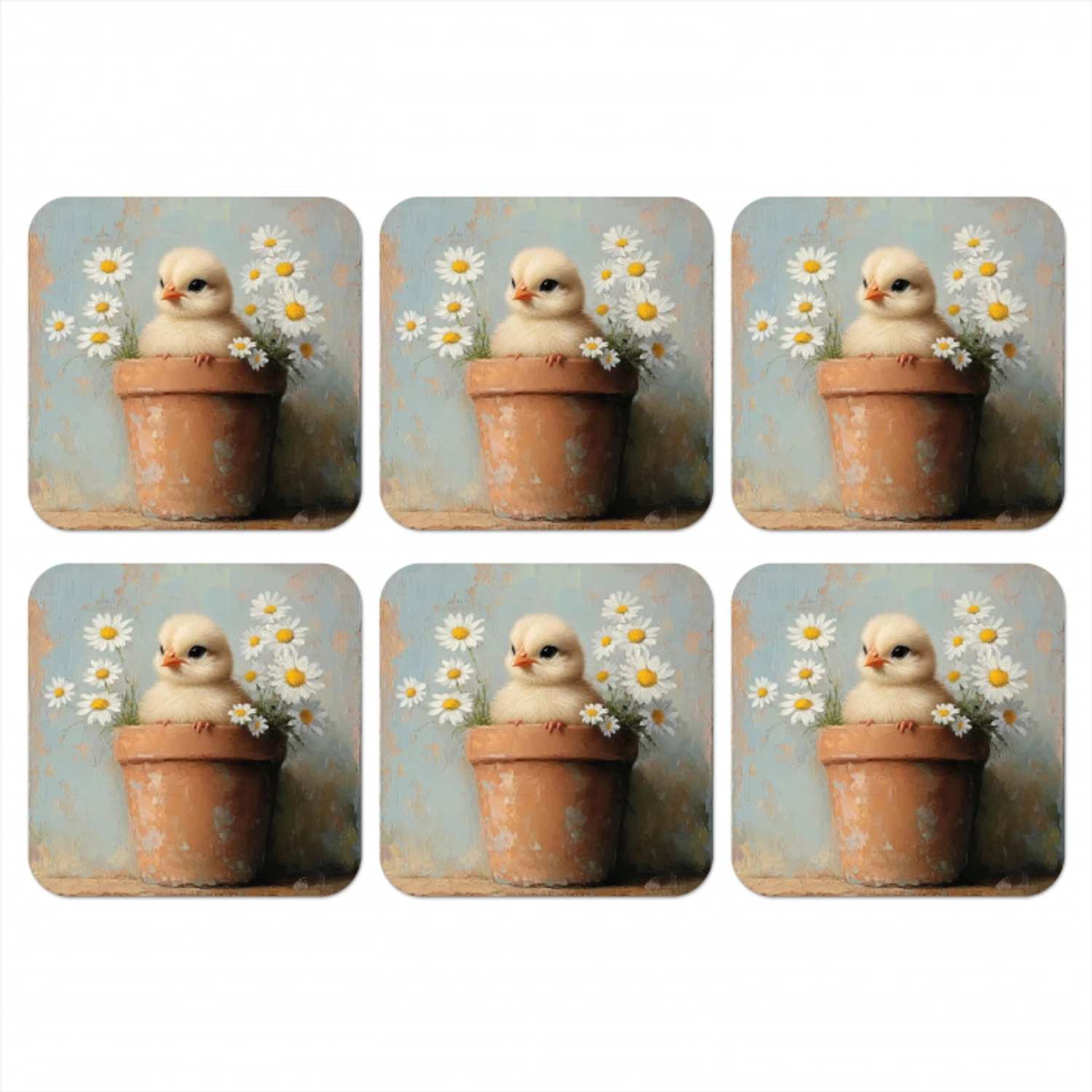 Onderzetters - Bloempot - Kuiken - Bloemetjes | Fotoproducten.nl