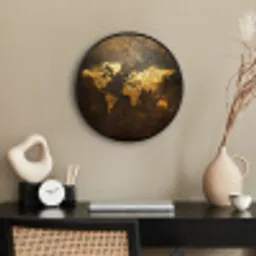 Ronde fotolijst - Wereldkaart - Goud - Roest