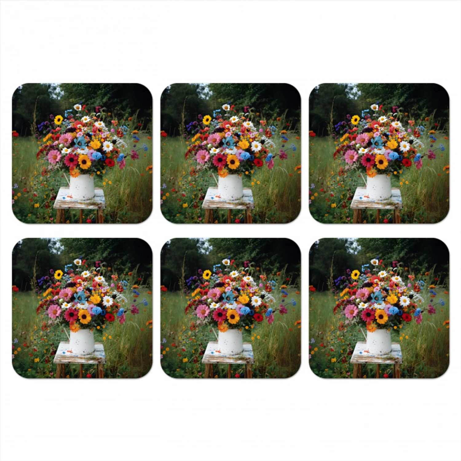 Onderzetters - Bloemen - Krukje - Gieter - Veld | Fotoproducten.nl