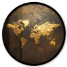 Ronde fotolijst - Wereldkaart - Goud - Roest