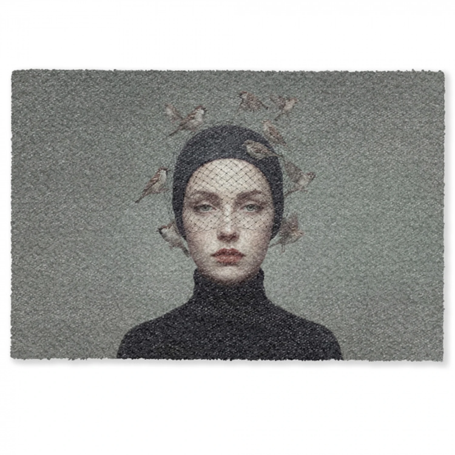 Deurmat - Portret - Vogels - Zwart | Topdoek.nl