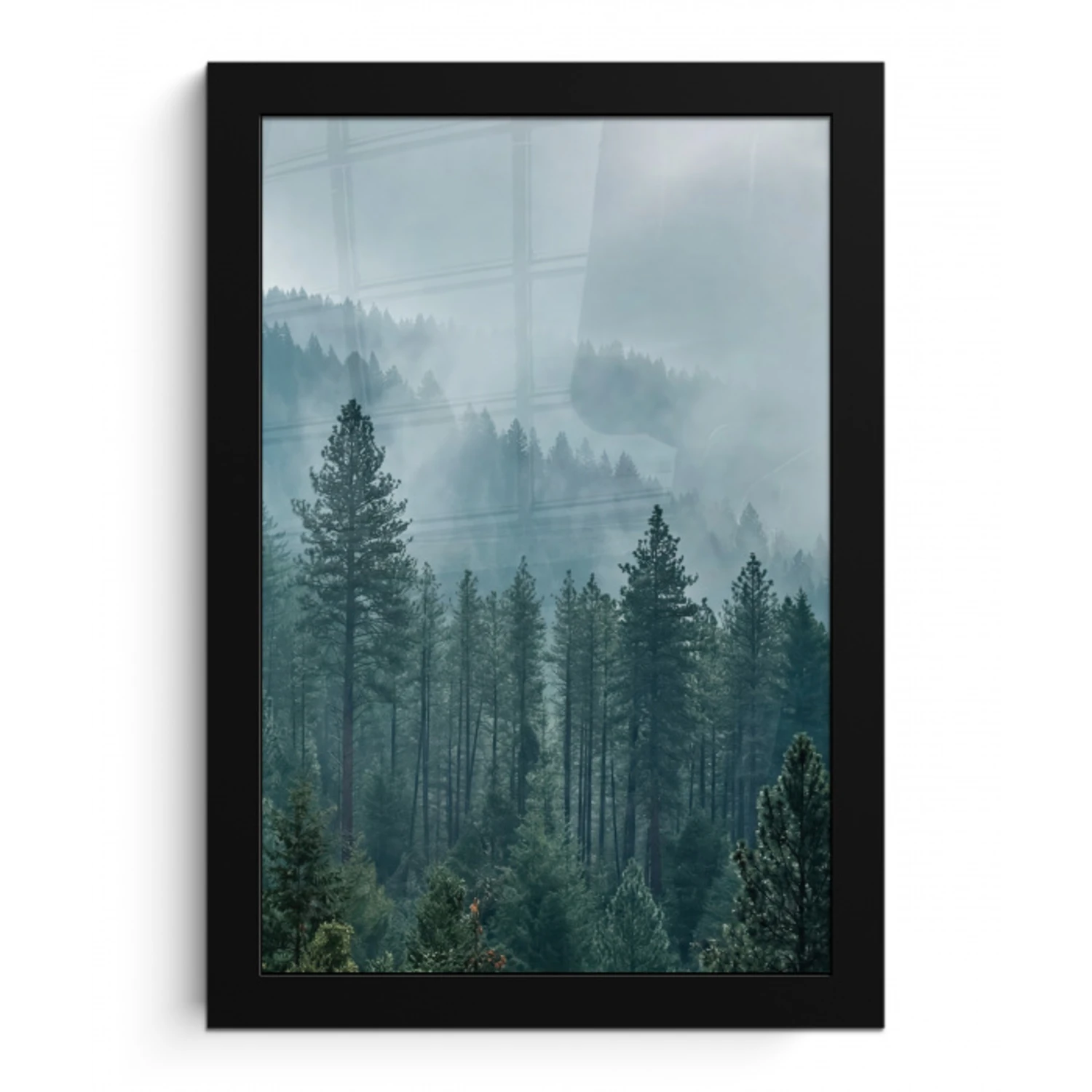 Poster met lijst - Naaldwoud - Bergen - Mist - Bestel nu voordelig op ...