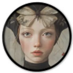 Ronde fotolijst - Woman - Butterfly - Art - Classic - Muted
