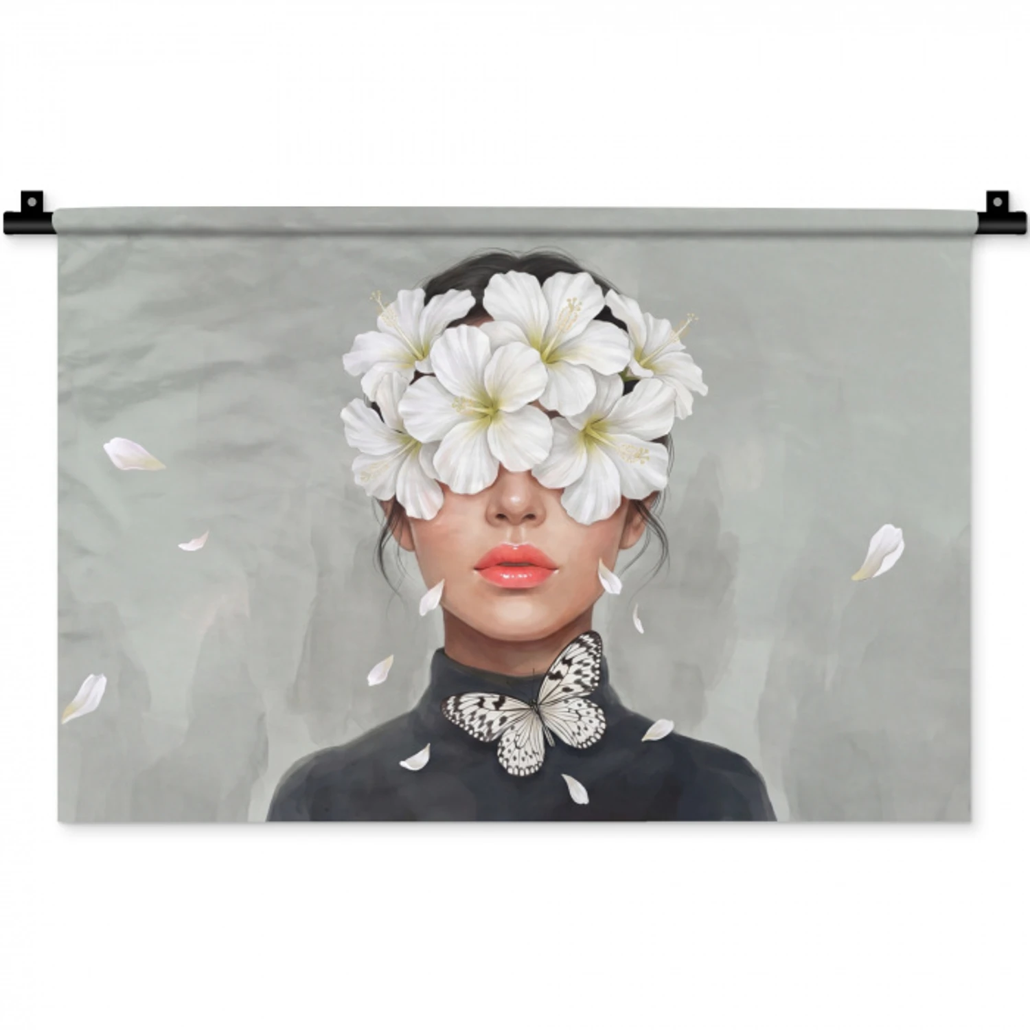 Wandkleed - Lelies - Portret - Wit | Topdoek.nl