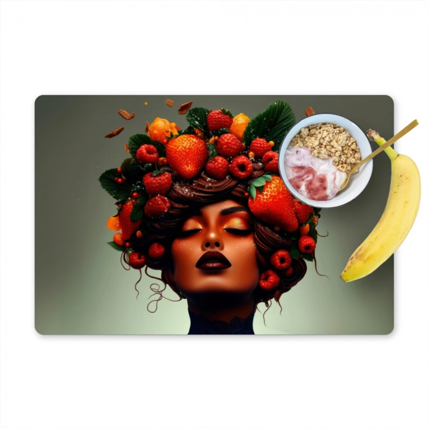 Placemat - Vrouw - Chocolade - Frambozen - Aardbeien - Koekjes ...